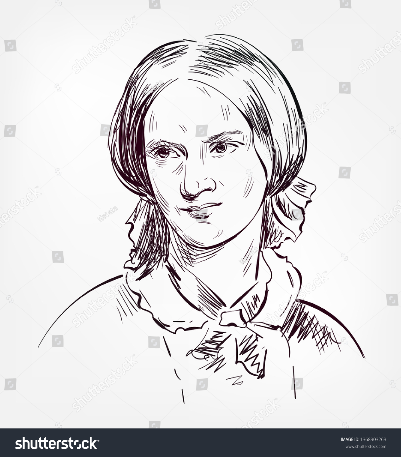Charlotte Bronte Vector Sketch Illustration: เวกเตอร์สต็อก (ปลอดค่า ...