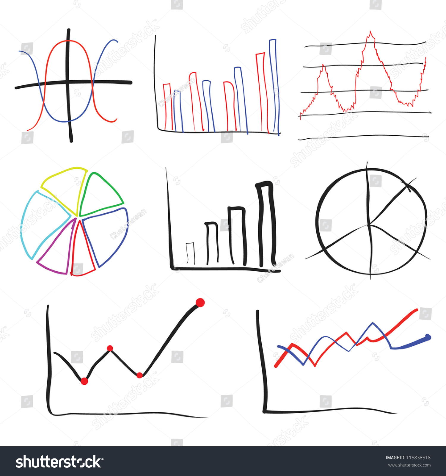 Chart Sketch Style Vector Set Stock Vector (Royalty Free) 115838518