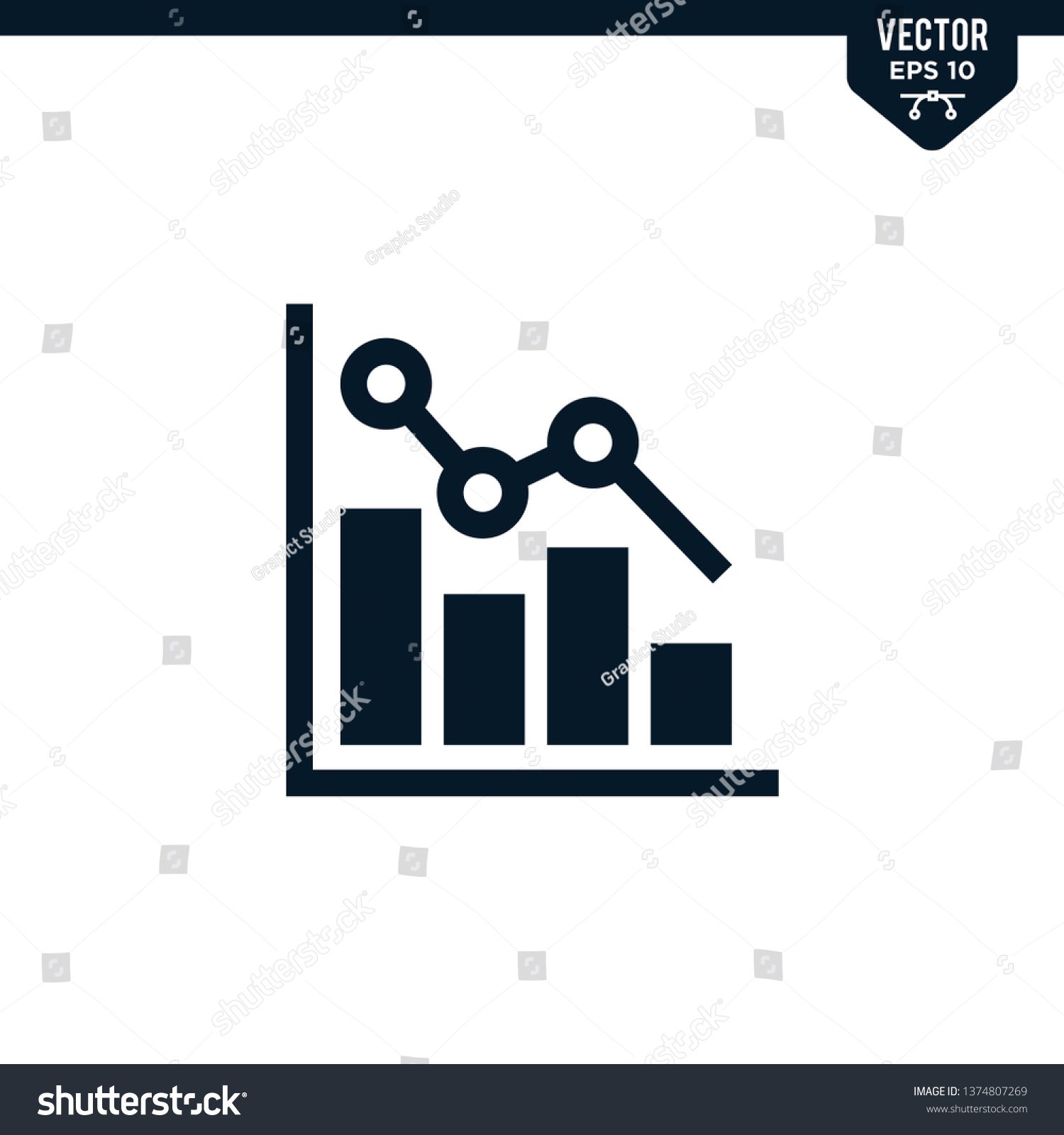 Chart Down Arrow Icon Collection Glyph: vector de stock (libre de ...