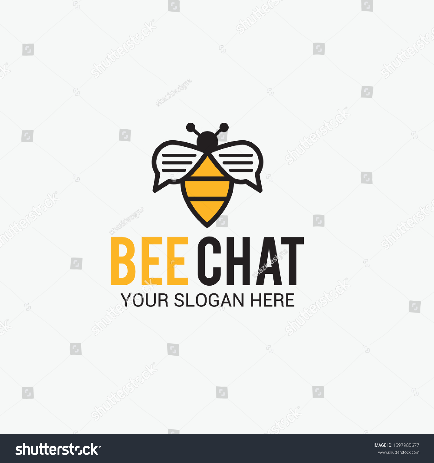 Chat Bee Vector Logo Design Template Stock Vector (Royalty Free ...