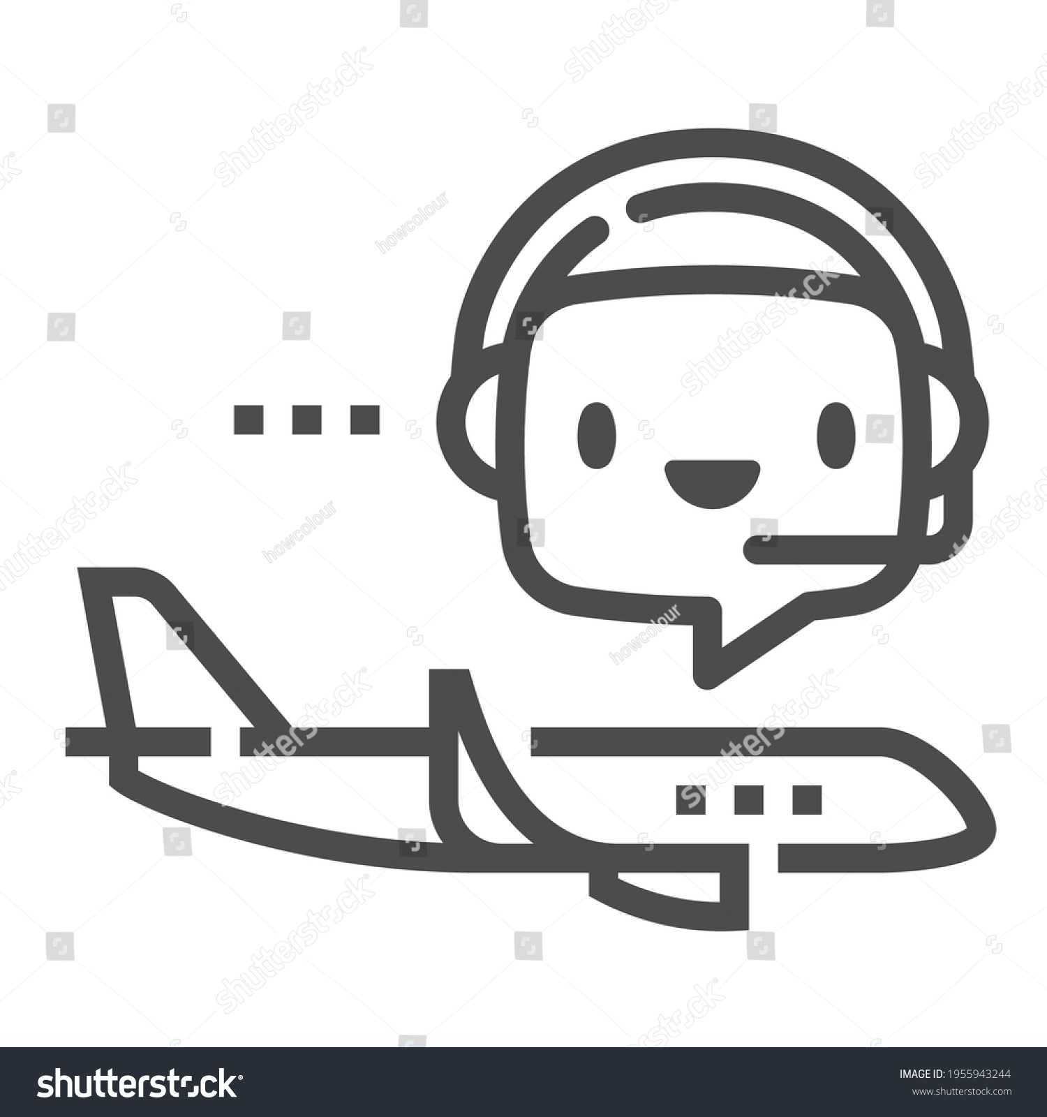Chat Bot Airplane Square Line Vector Stock Vector (Royalty Free ...