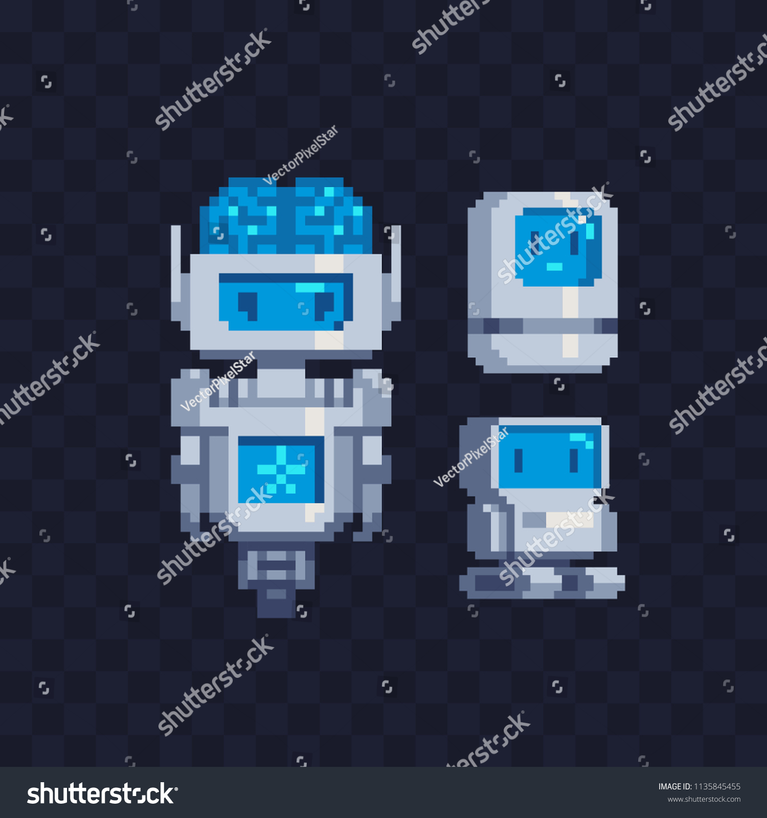 Chat Bot Robot Android Pixel Art: vector de stock (libre de regalías ...