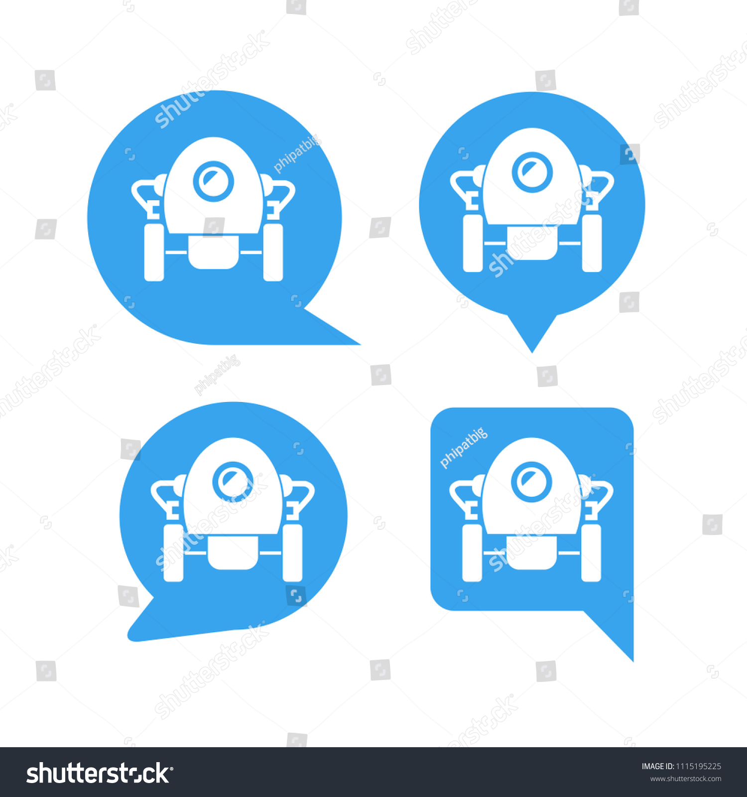 Chat Bot Robot Speech Bubble Icons Stock Vector (Royalty Free ...
