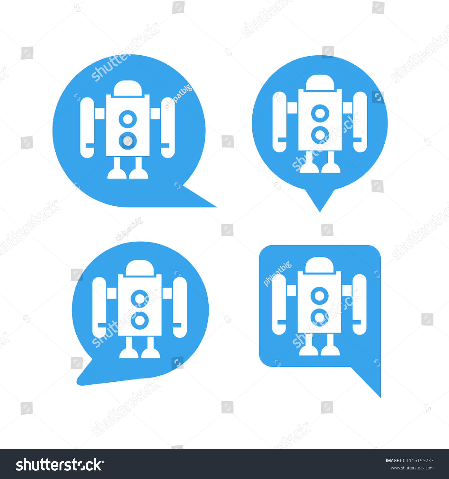 Chat Bot Robot Speech Bubble Icons Stock Vector (Royalty Free ...