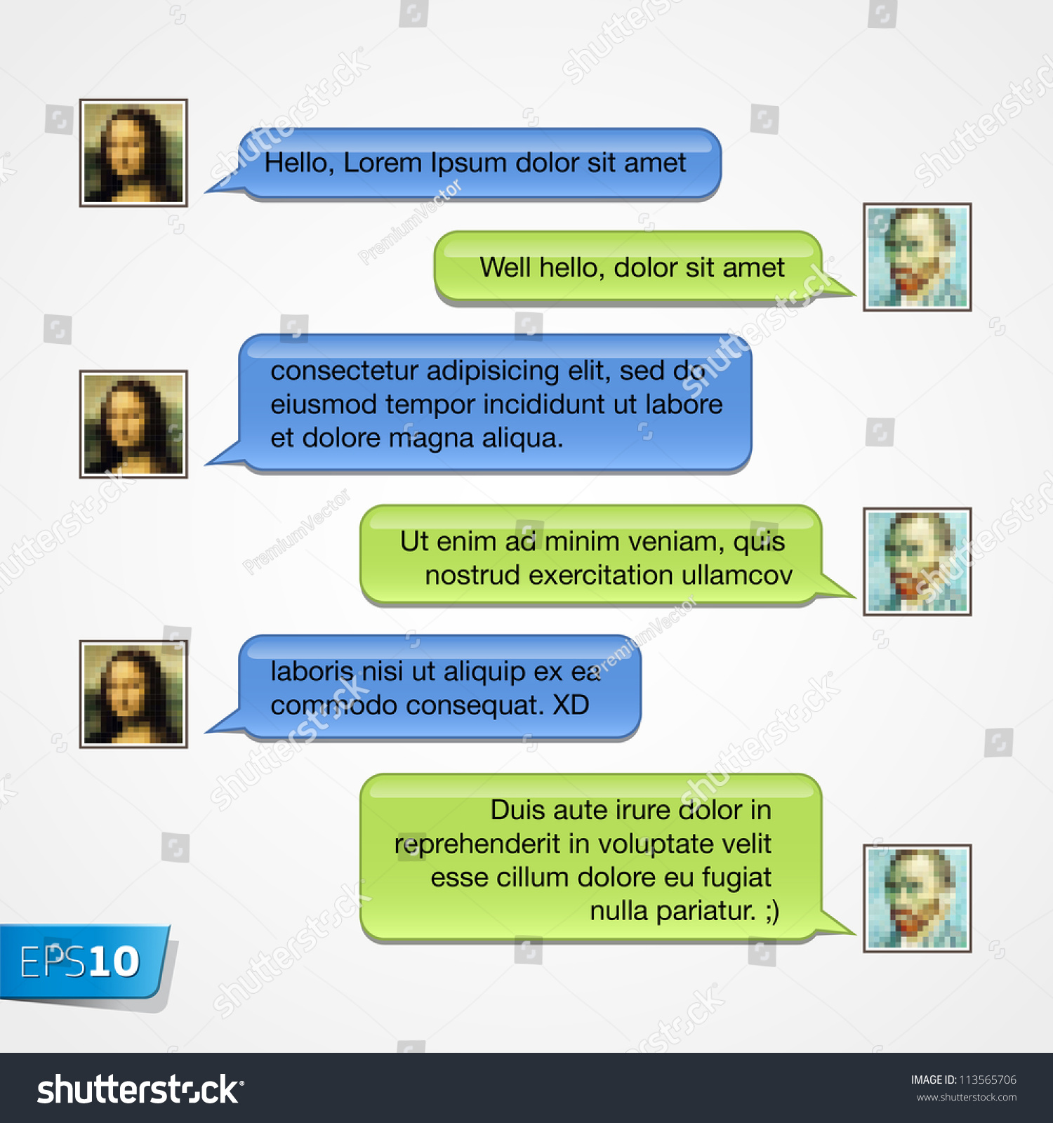 Chat Bubble Chat Dialog On White Stock Vector (Royalty Free) 113565706