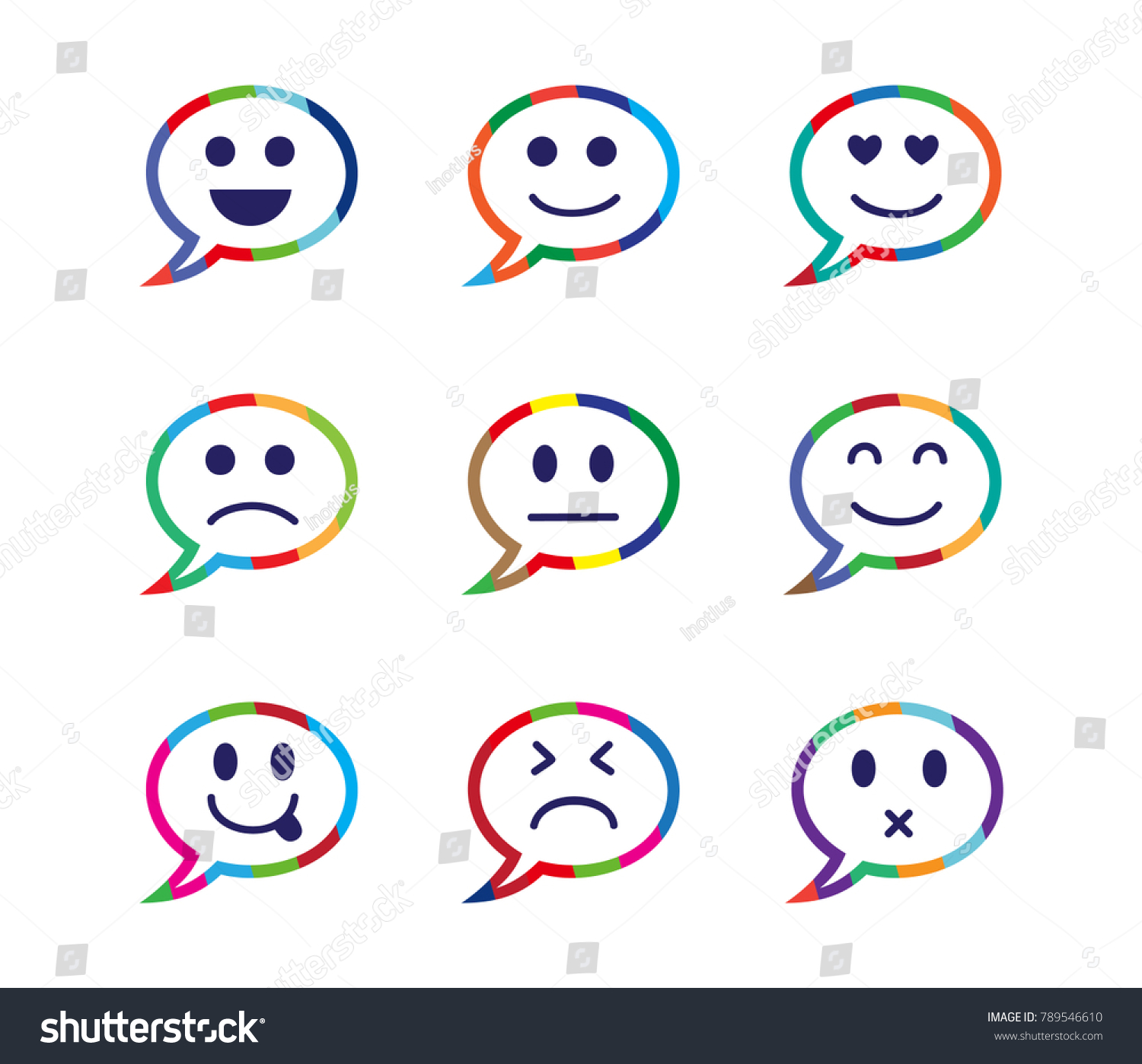 Chat Icon Cute Face Emoji Expression Stock Vector (Royalty Free) 789546610