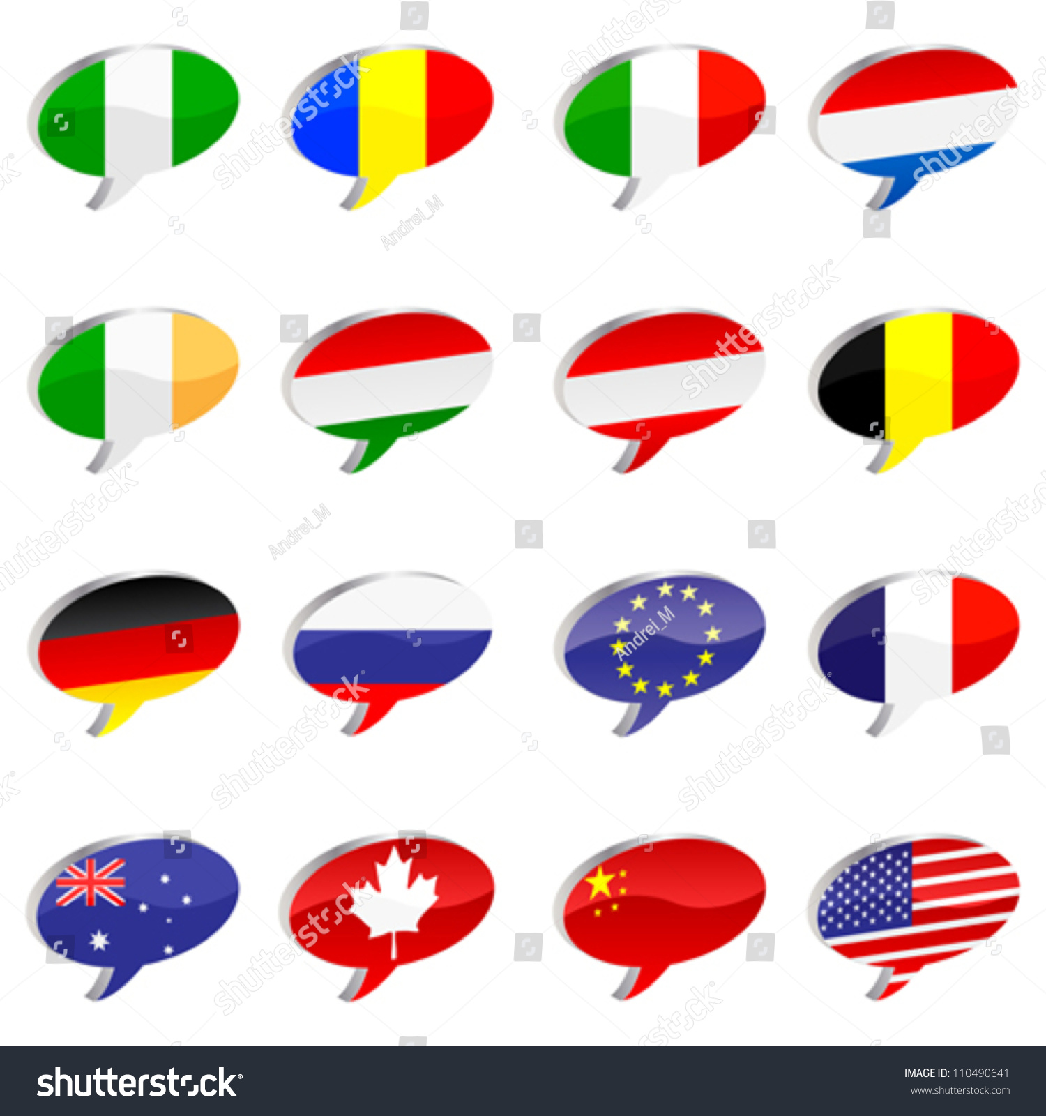 Chat Icons Flags Stock Vector (Royalty Free) 110490641
