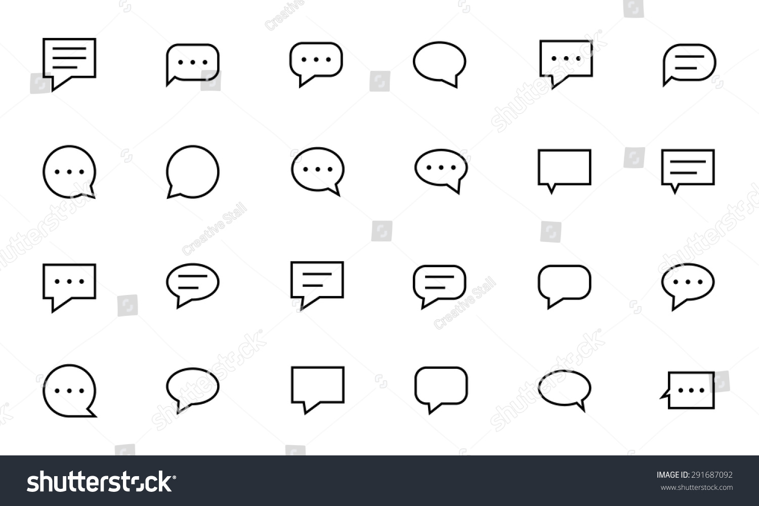 Chat Messages Line Vector Icons 1 Stock Vector (Royalty Free) 291687092