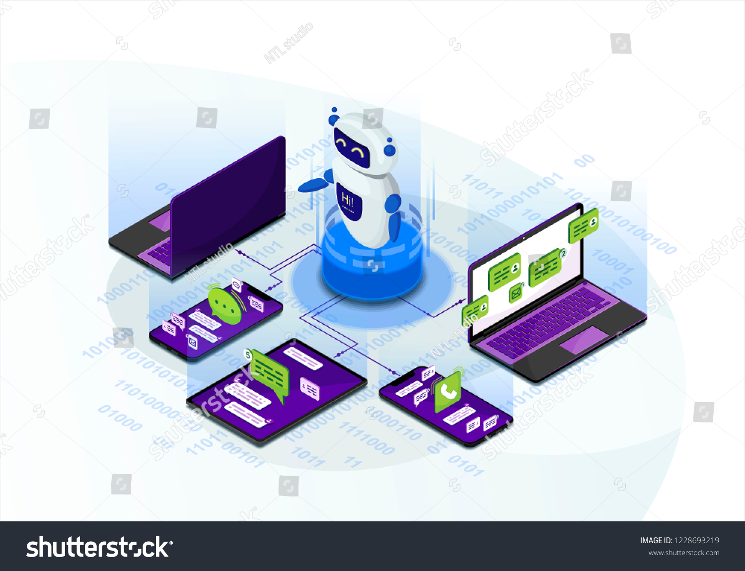 Chatbot Isometric Vector Illustration Chat Bot Stock Vector (Royalty ...