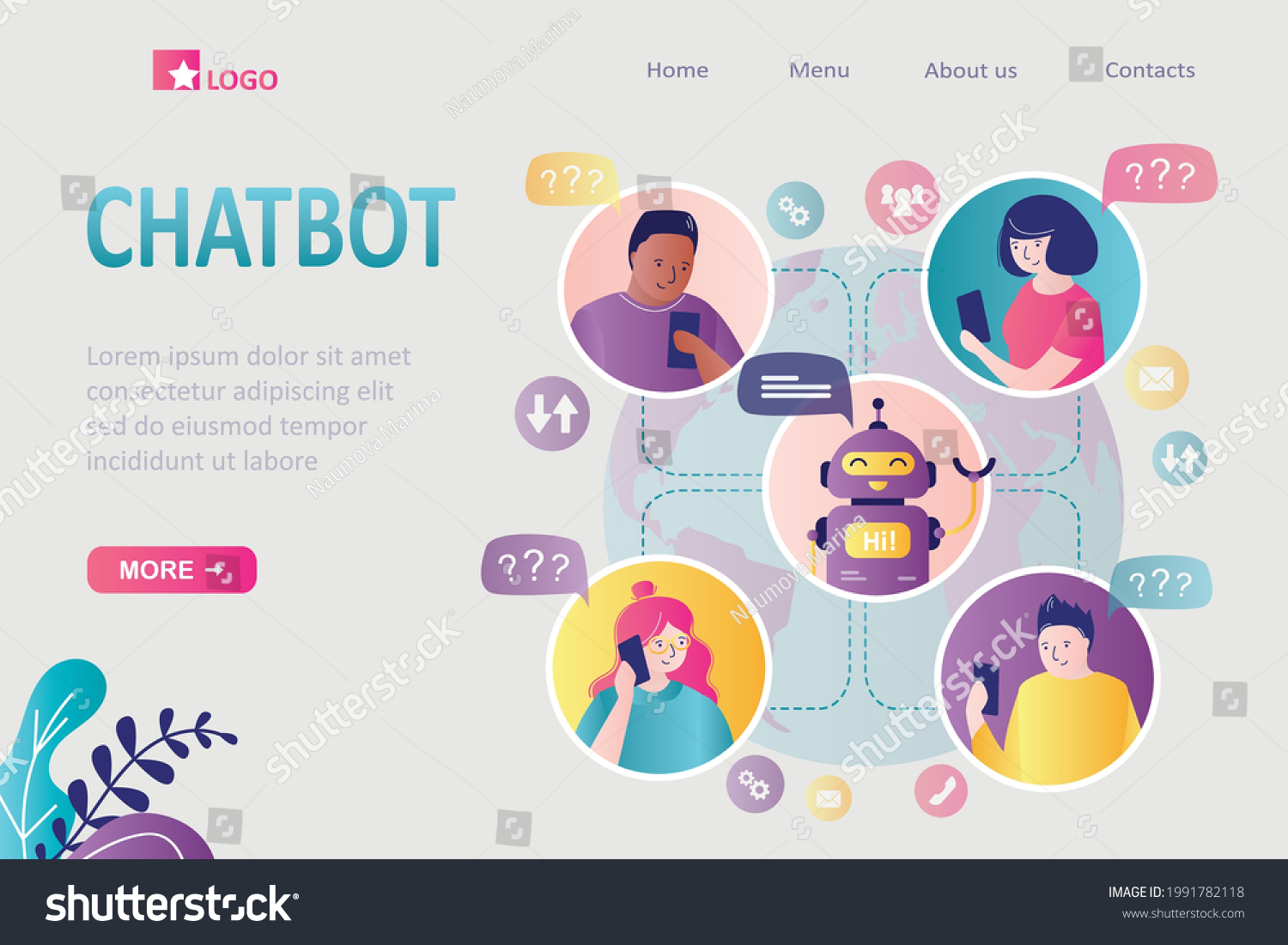 Chatbot Landing Page Template Dialogue Between Stock Vector (Royalty ... Chatbot Landing Page Template Dialogue Between Stock Vector (Royalty ...