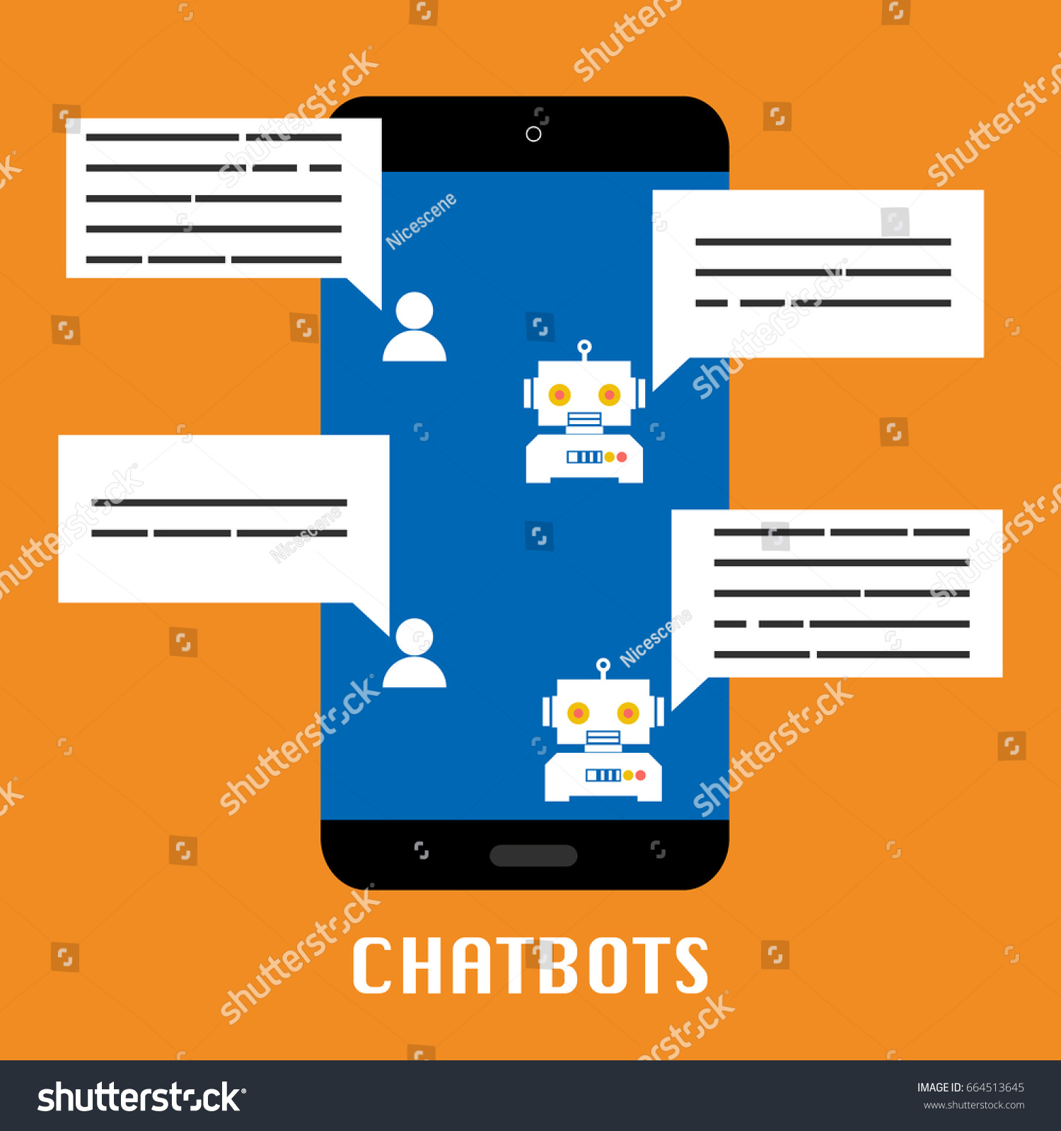 Chatbot Mobile On Orange Backgroundvector Illustration Stock Vector ...