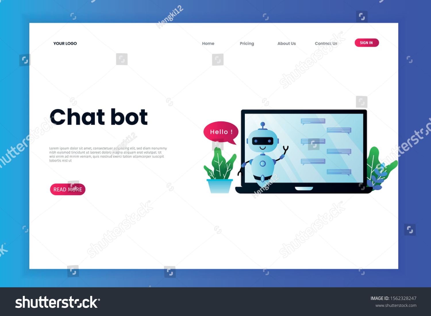 Chatbot Technology Website Template This Great: vector de stock (libre ... Chatbot Technology Website Template This Great: vector de stock (libre ...