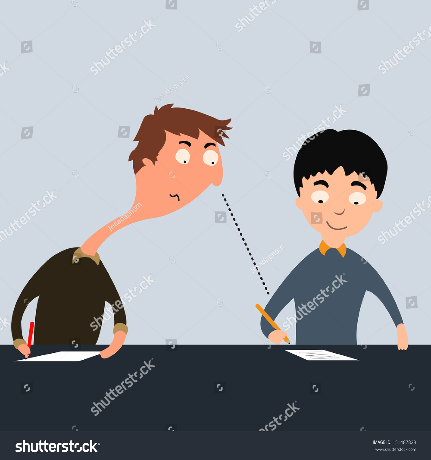 Cheating Exams By Looking Over Another Stock Vector (Royalty Free ...