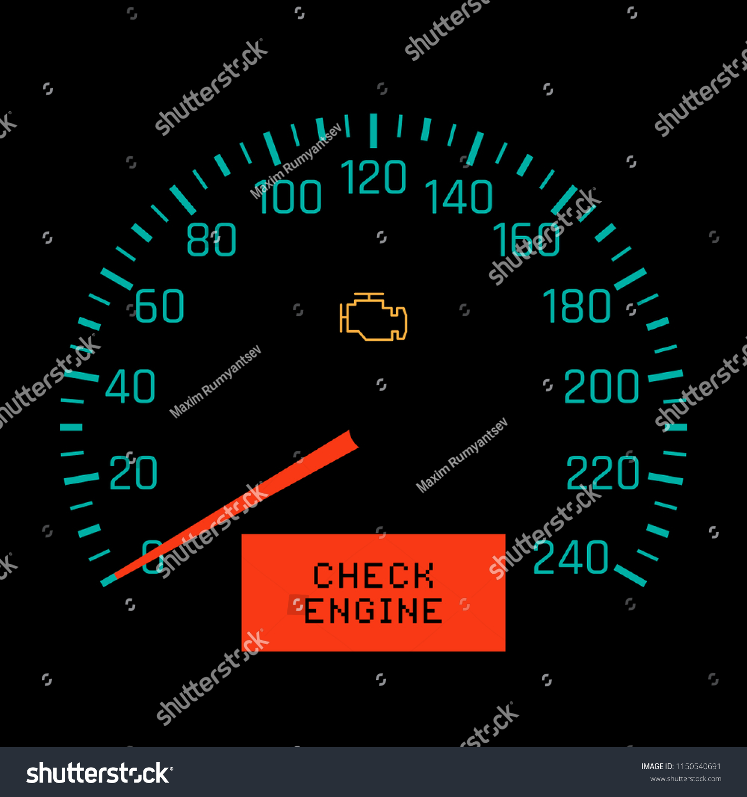 Check Engine Light On Speedometer Display: vector de stock (libre de ...