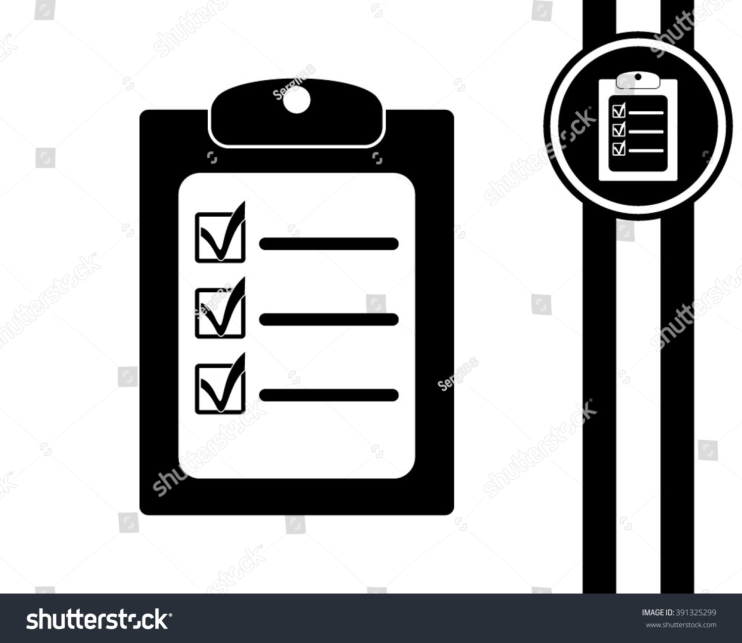 Check List Black White Vector Icon Stock Vector (Royalty Free) 391325299