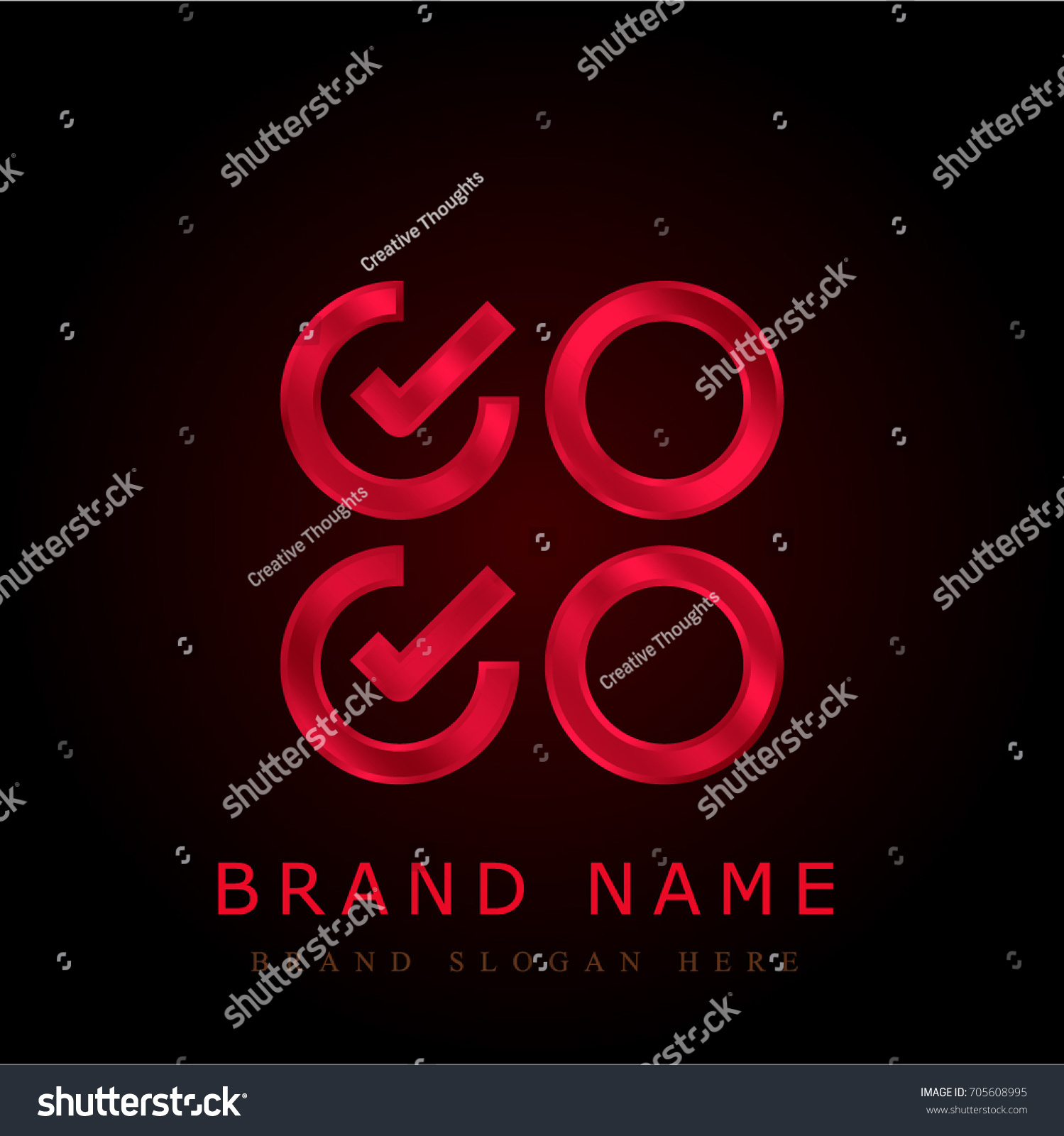 Check List Red Chromium Metallic Logo Stock Vector (Royalty Free ...