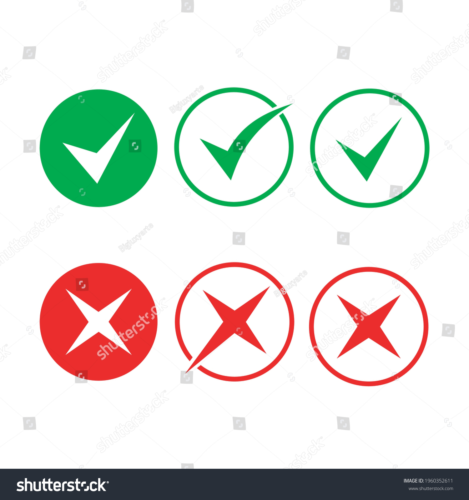 Check Mark Cross Mark Stock Vector (Royalty Free) 1960352611 | Shutterstock