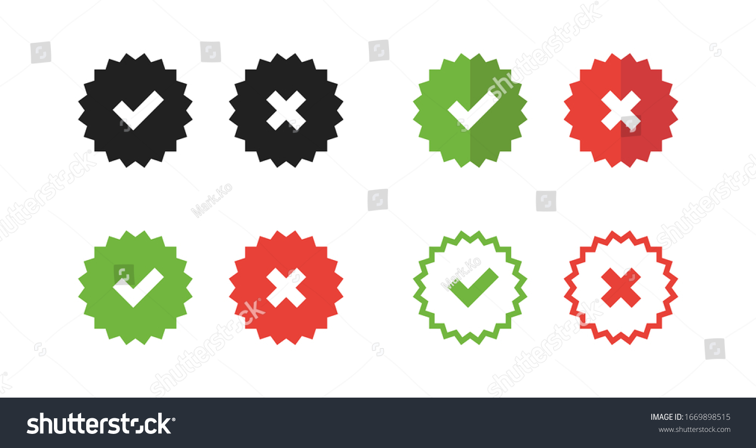 Check Mark Cross Mark Button Isolated Stock Vector (Royalty Free ...