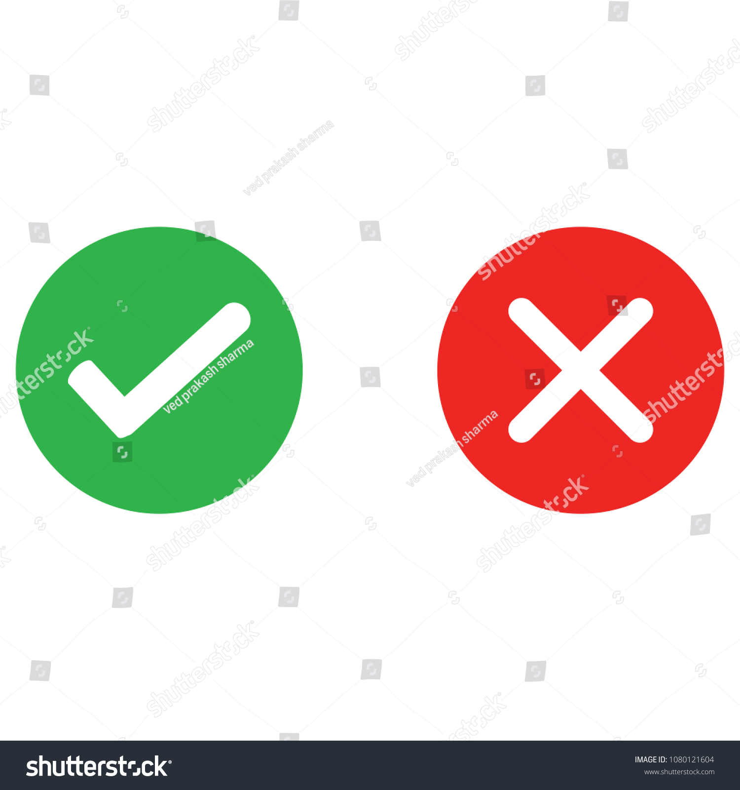 Check Mark Wrong Mark Round Icon Stock Vector (Royalty Free) 1080121604 ...