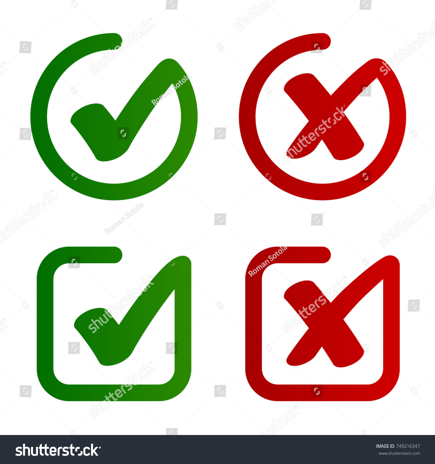 Check Mark Approved Rejected Symbol Vector Image vectorielle de stock ...