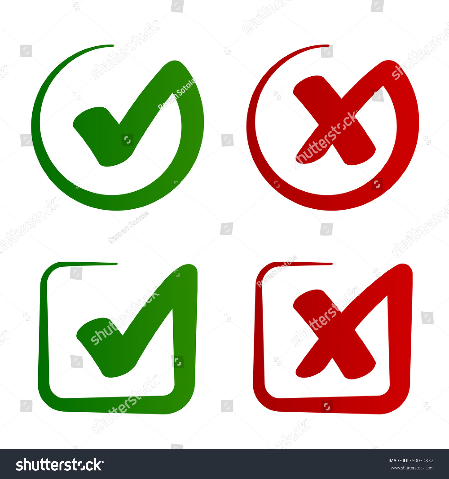 Vektor Stok Check Mark Approved Rejected Symbol Vector (Tanpa Royalti ...