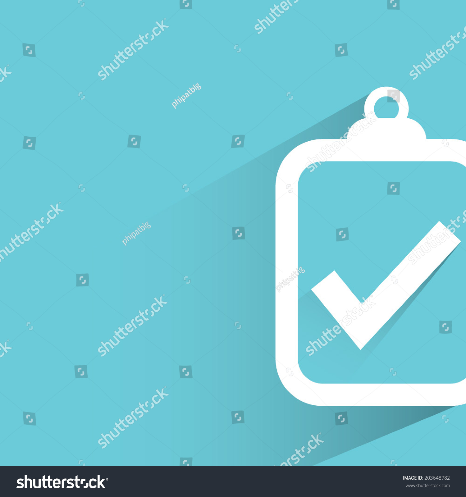Check Mark Blue Background Flat Shadow Stock Vector (Royalty Free ...