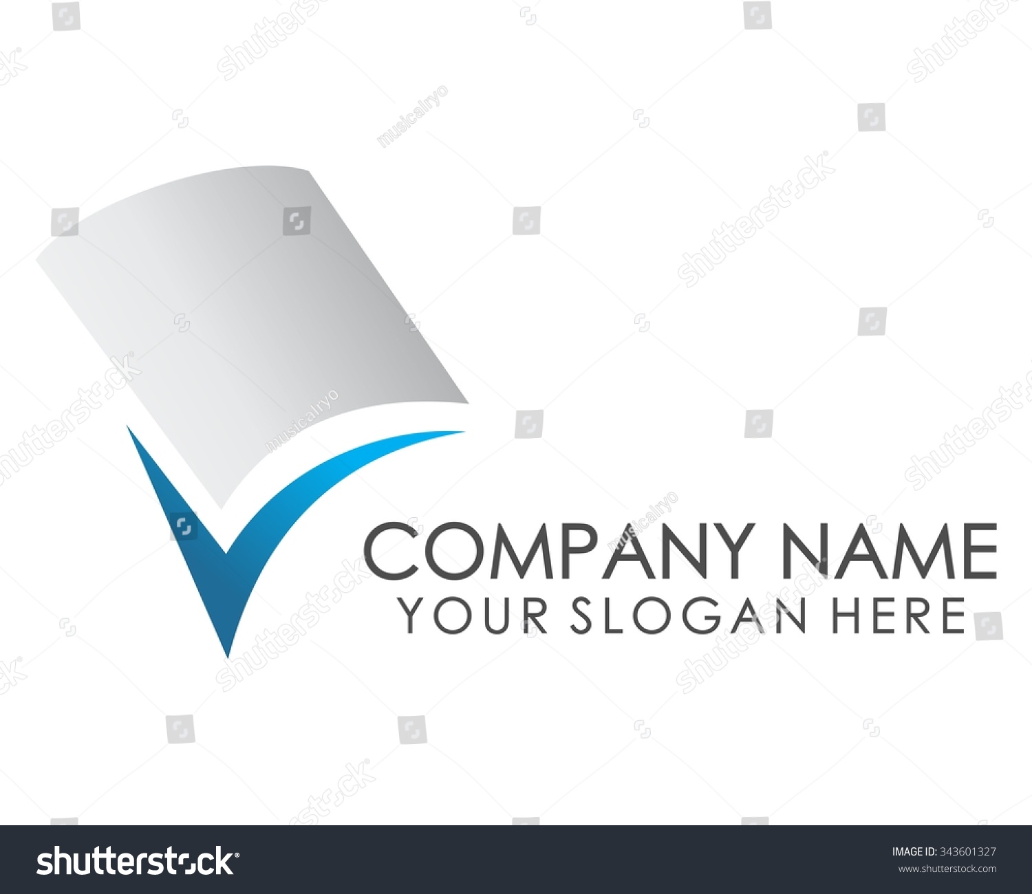 Check Mark Book Paper Logo Icon Stock Vector (Royalty Free) 343601327
