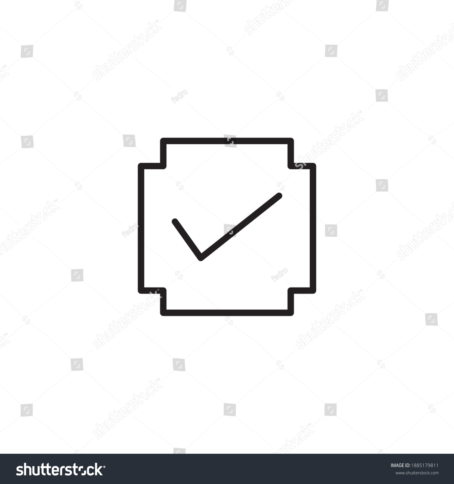 Check Mark Icon Outline Pixel Style Stock Vector (Royalty Free) 1885179811
