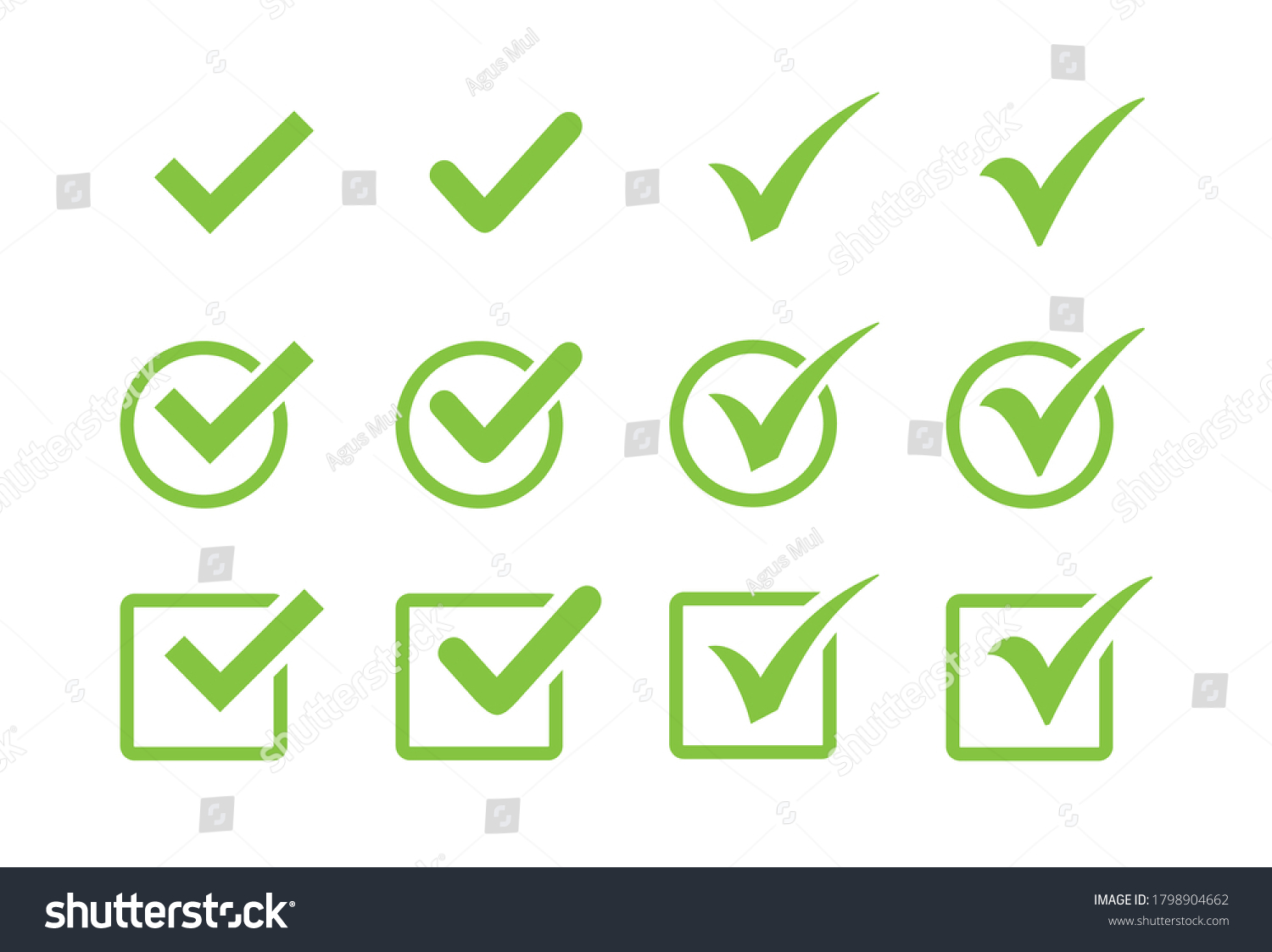 Check Mark Icon Set Check Mark Stock Vector (Royalty Free) 1798904662 ...