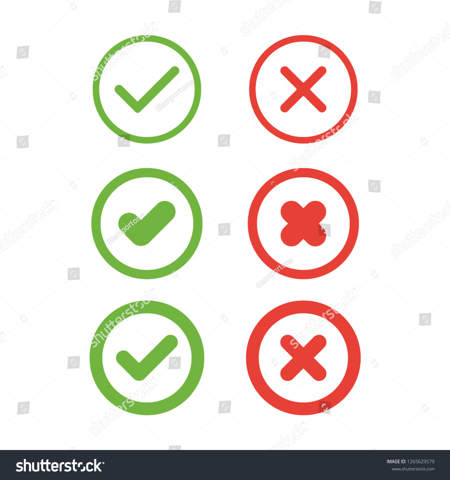 Check Mark Icons: vector de stock (libre de regalías) 1265629579 ...