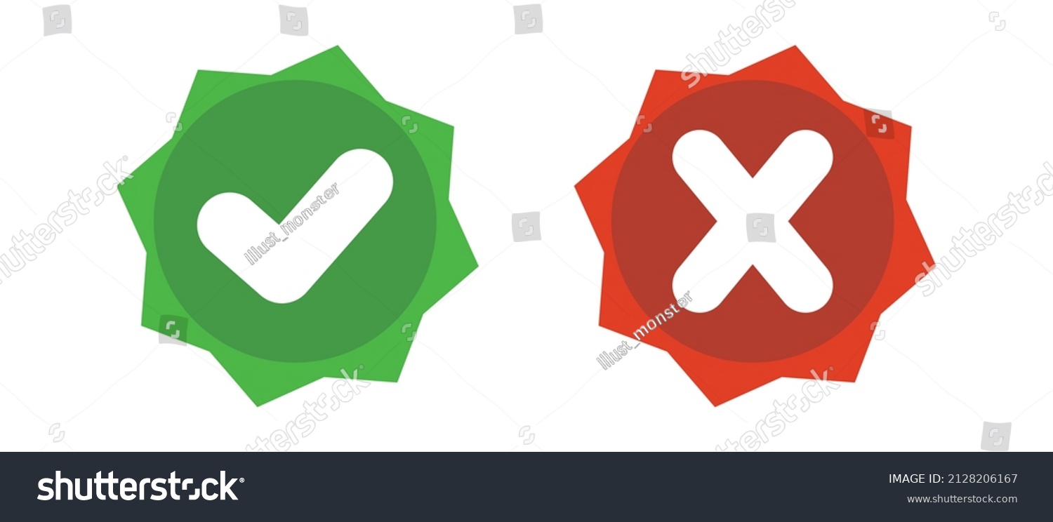 Check Mark Label Cross Mark Label Stock Vector (Royalty Free ...