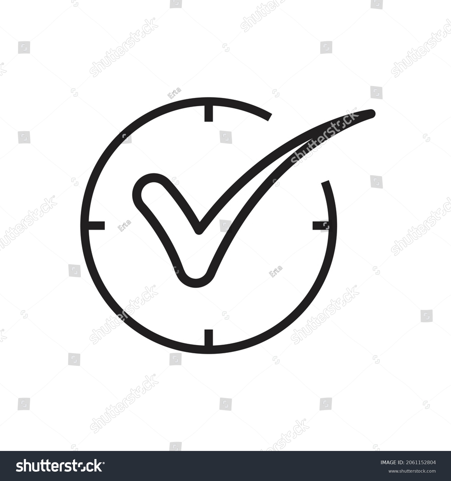 Check Mark On Clock Icon Design Stock Vector (Royalty Free) 2061152804 ...