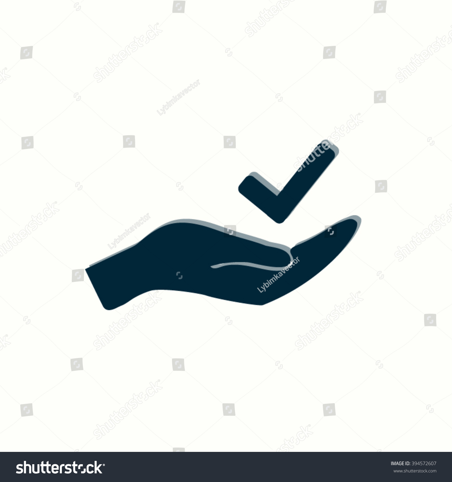 Check Mark On Hand Web Icon Stock Vector (Royalty Free) 394572607