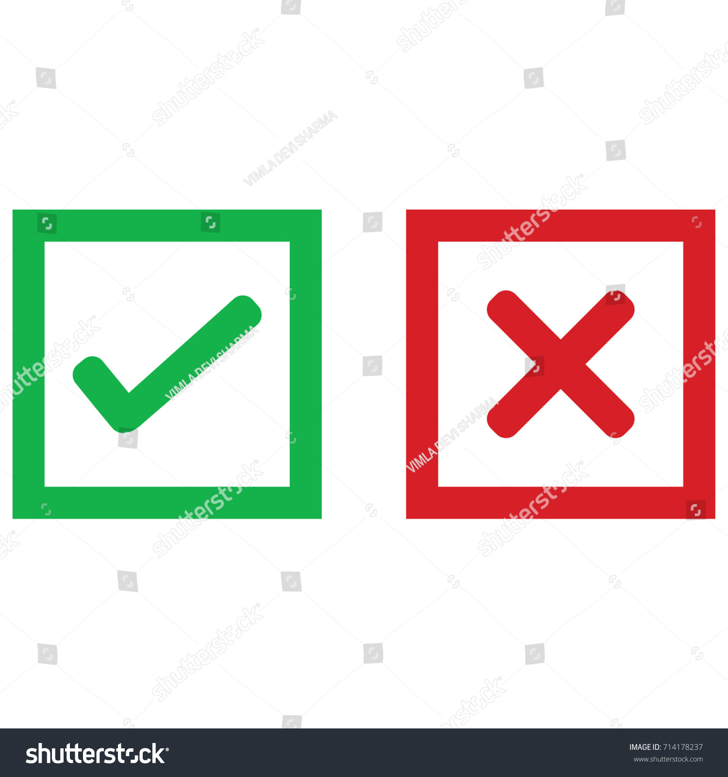 Vektor Stok Check Mark Right Wrong Mark Icon (Tanpa Royalti) 714178237 ...