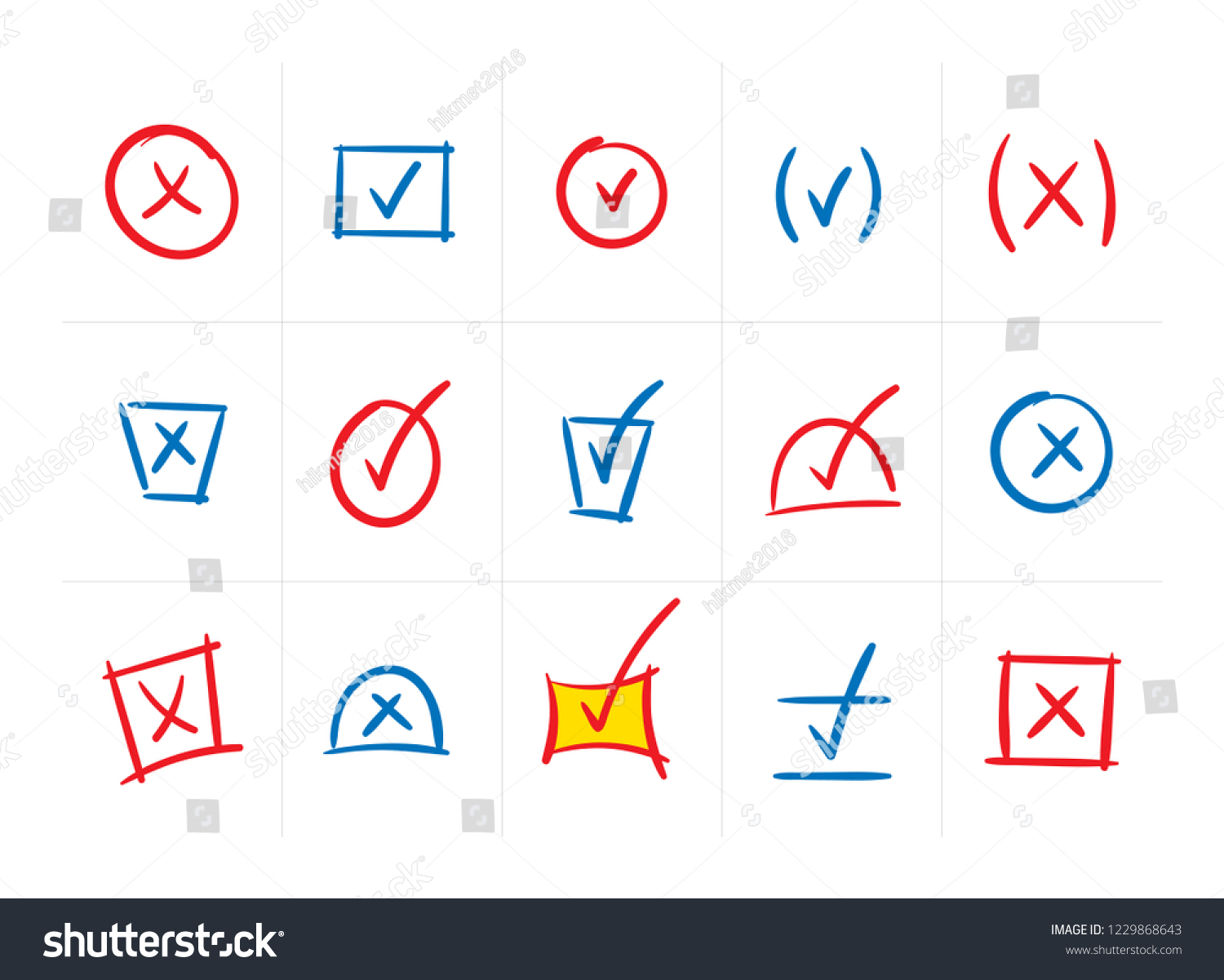 Check Mark Symbols Set Hand Drawn: เวกเตอร์สต็อก (ปลอดค่าลิขสิทธิ์ ...