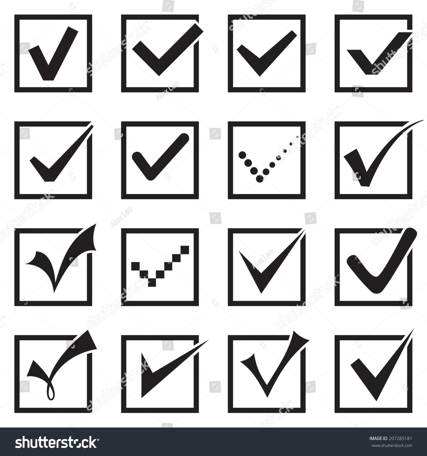 Check Mark Tick Icon Set Vector: vetor stock (livre de direitos ...