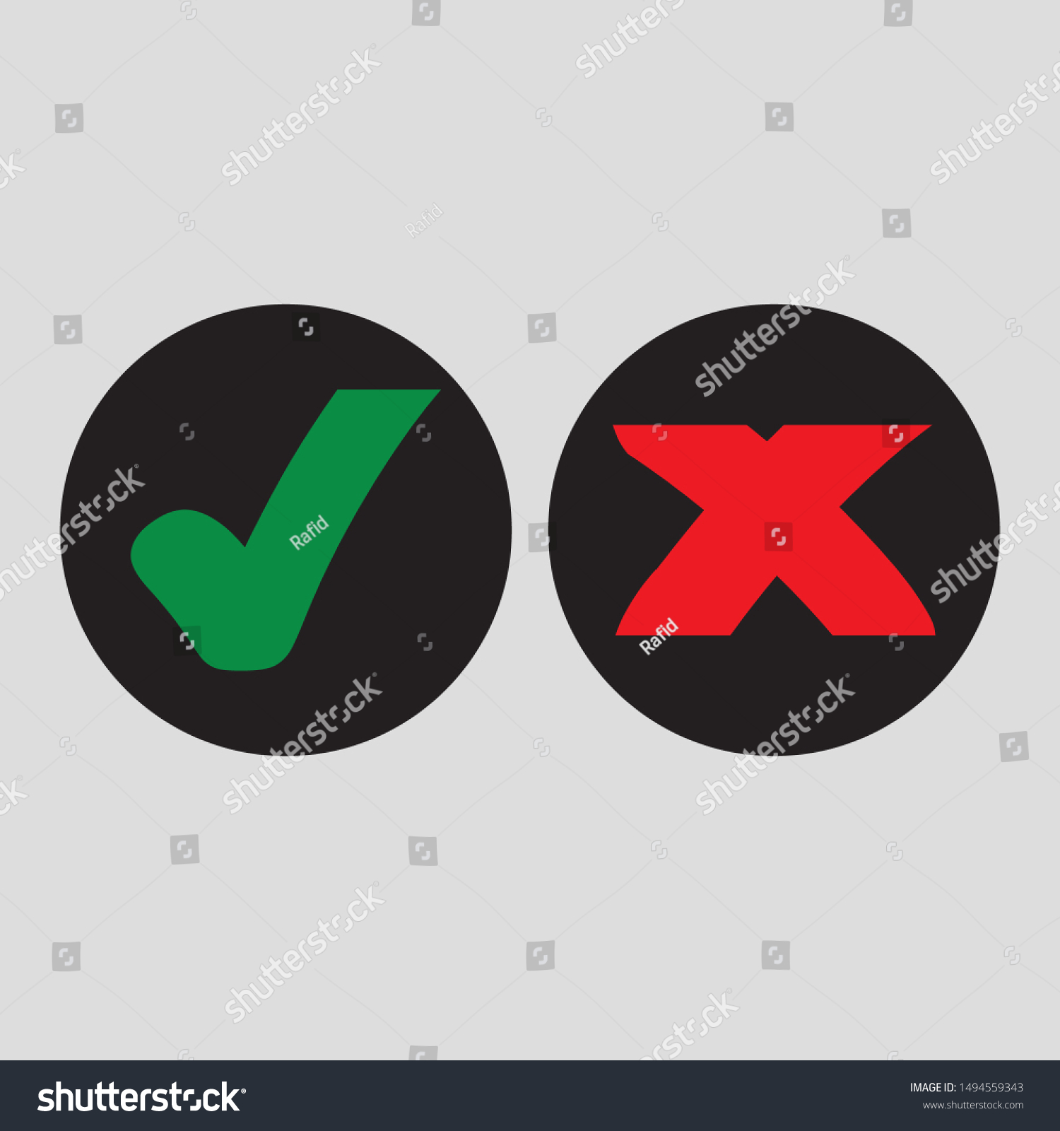 Vektor Stok Check Mark Wrong Mark Icons Eps (Tanpa Royalti) 1494559343 ...