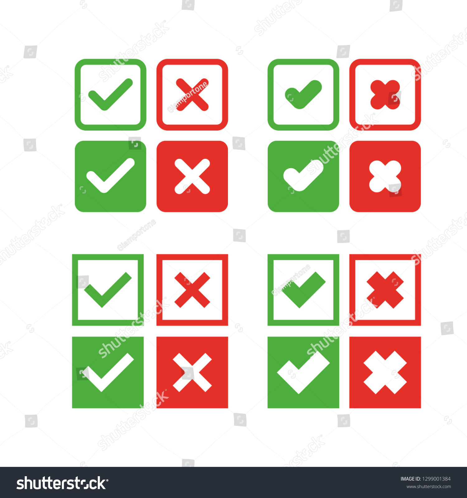 Vektor Stok Check Marks Vector Icons (Tanpa Royalti) 1299001384 ...