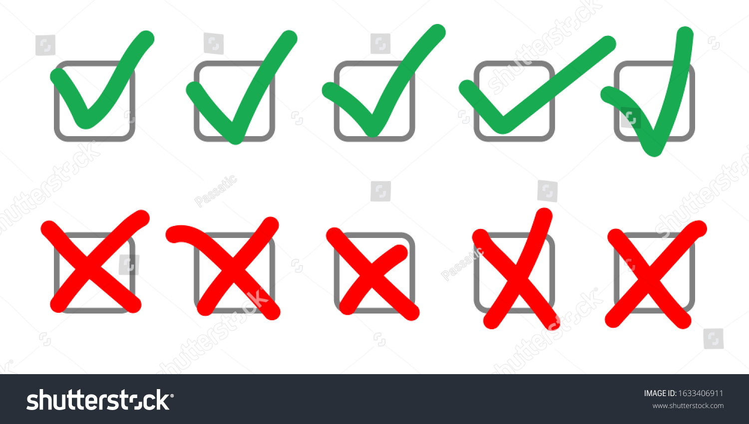 Checkbox Check Mark Cross Set Handwritten: เวกเตอร์สต็อก (ปลอดค่า ...