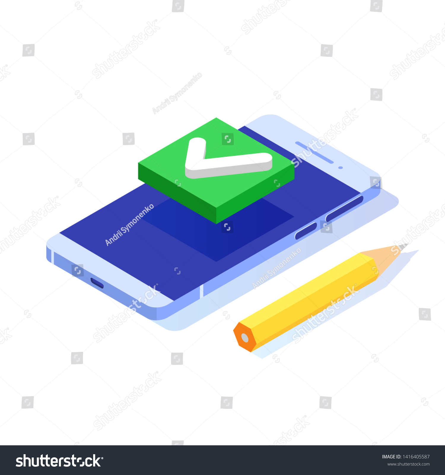 Checkbox Isometric Checkmark Tick Notification Vector : image ...