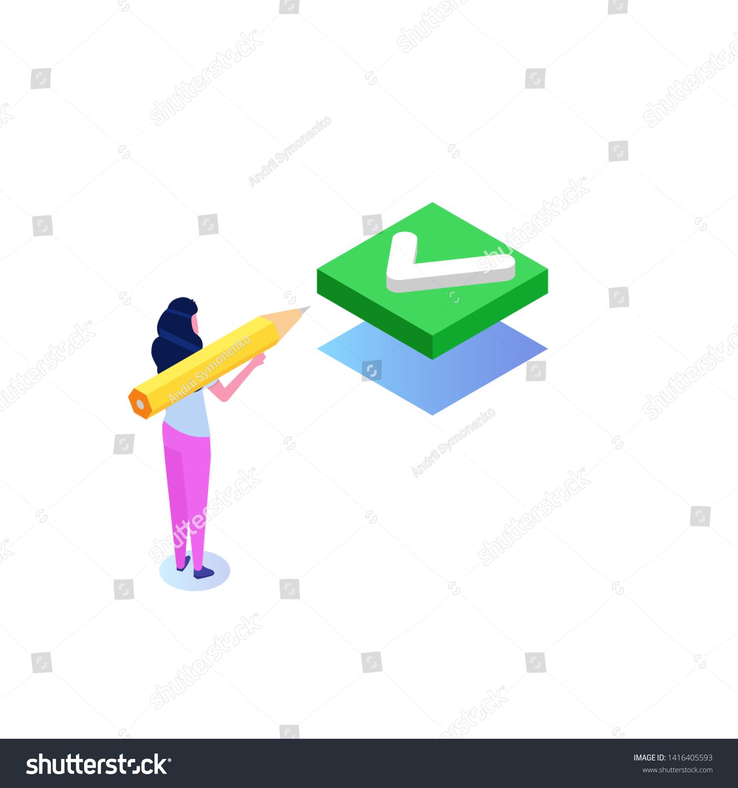Checkbox Isometric Checkmark Tick Notification Vector: เวกเตอร์สต็อก ...