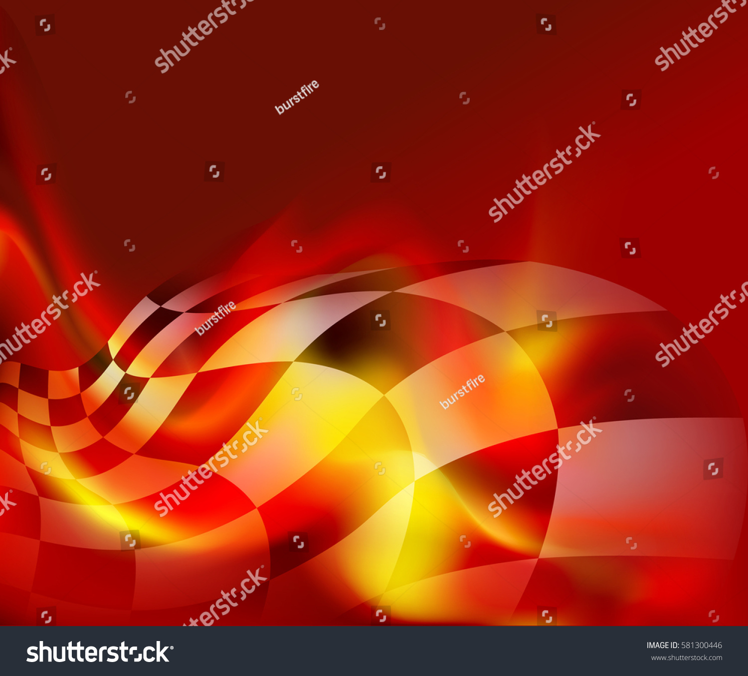 Vektor Stok Checkered Flag Background Red Flames (Tanpa Royalti ...