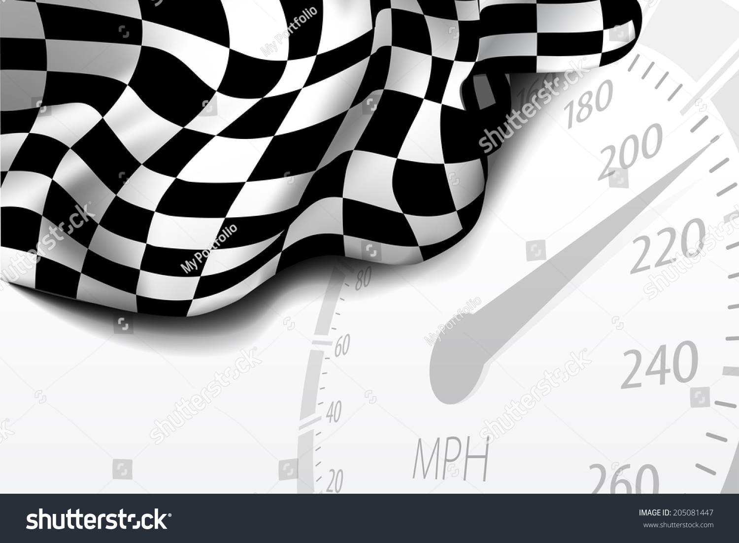 Checkered Flag Speedometer On Background Vector Stock Vector (Royalty ...
