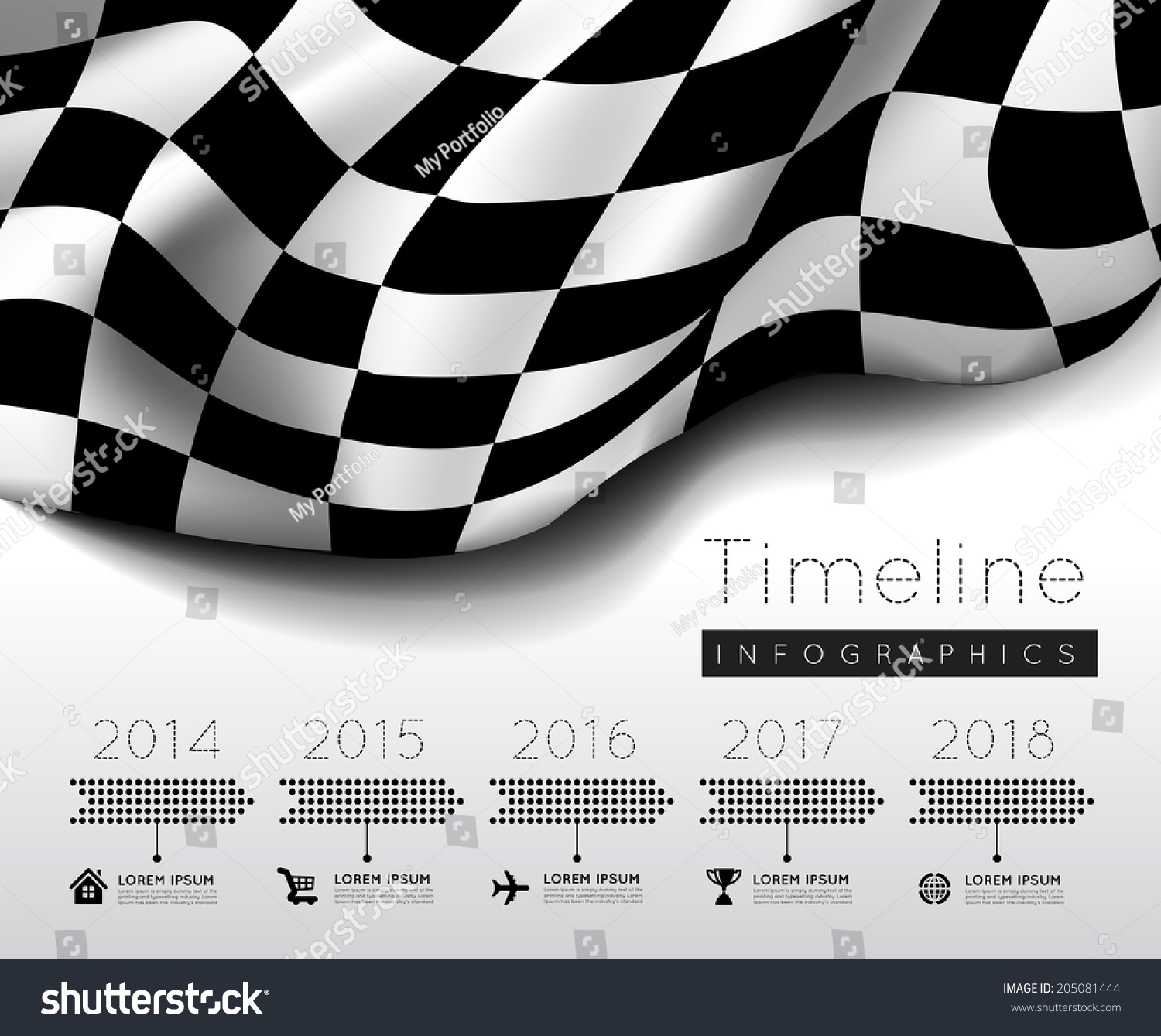Checkered Flag Timeline Infographic Vector Illustration Stock Vector ...