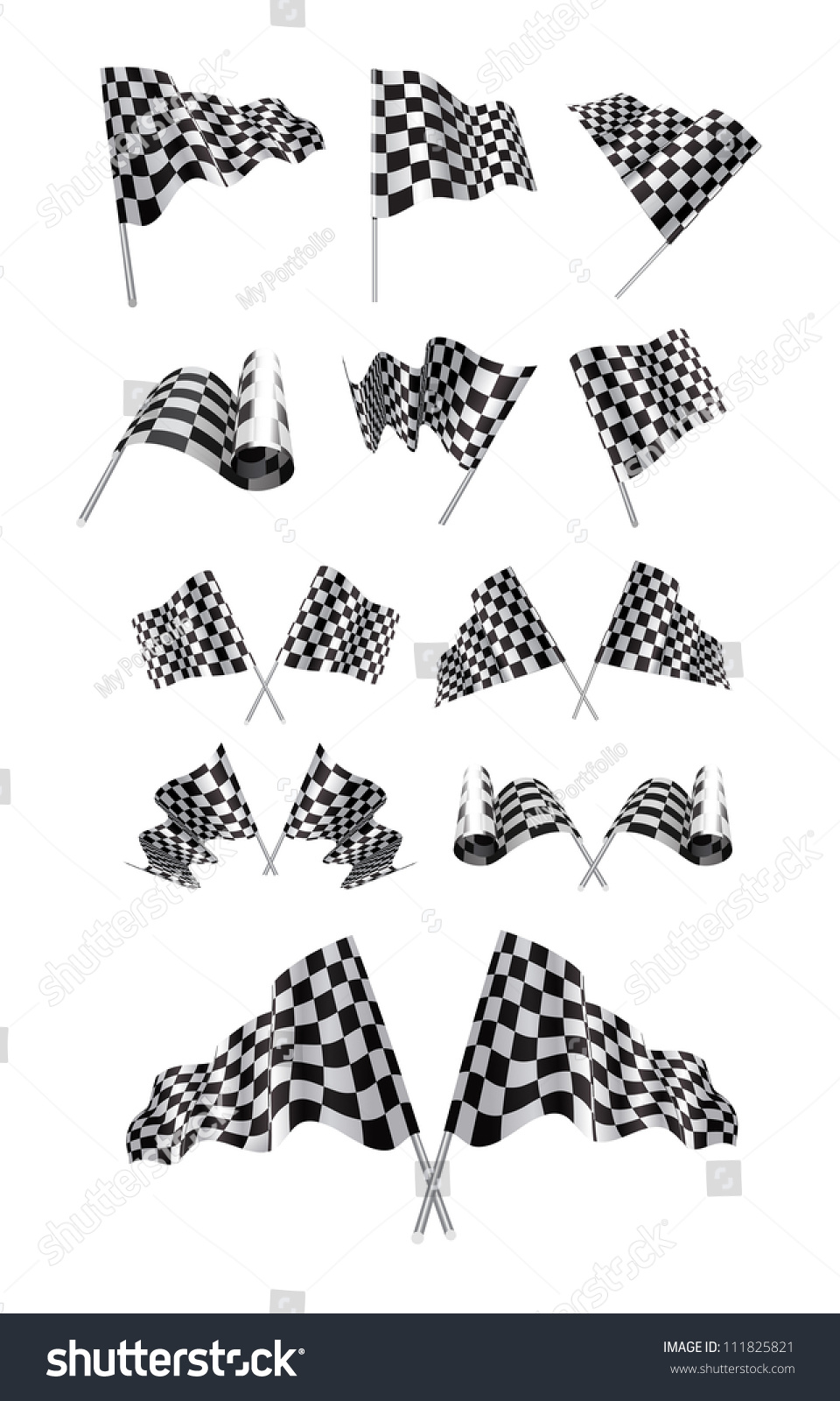 Checkered Flags Vector Set Illustration On Stock Vector (Royalty Free ...