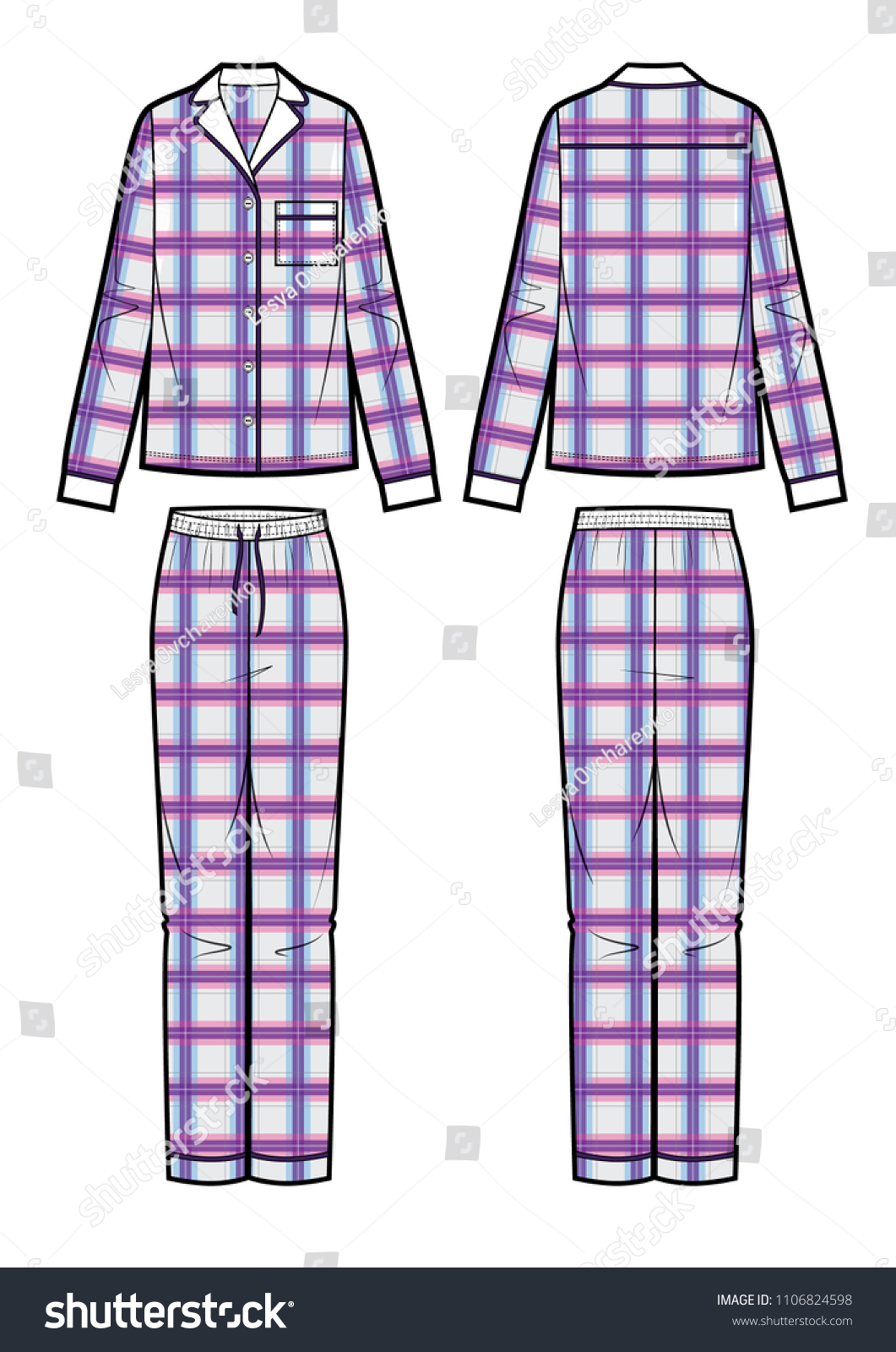Checkered Pajama Sketch Stock Vector (Royalty Free) 1106824598 ...