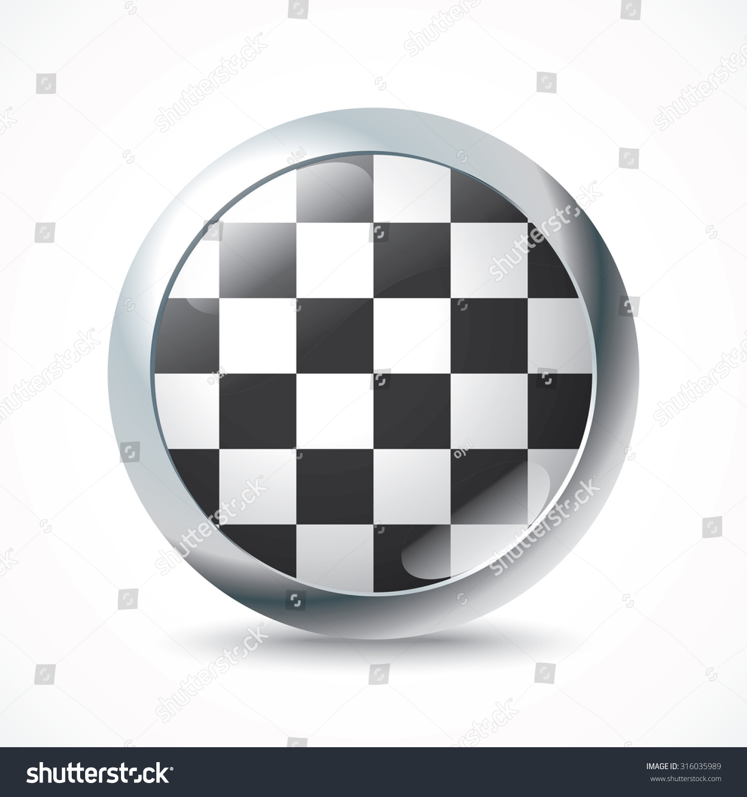 Checkered Race Flag Button Vector Illustration Stock Vector (Royalty ...