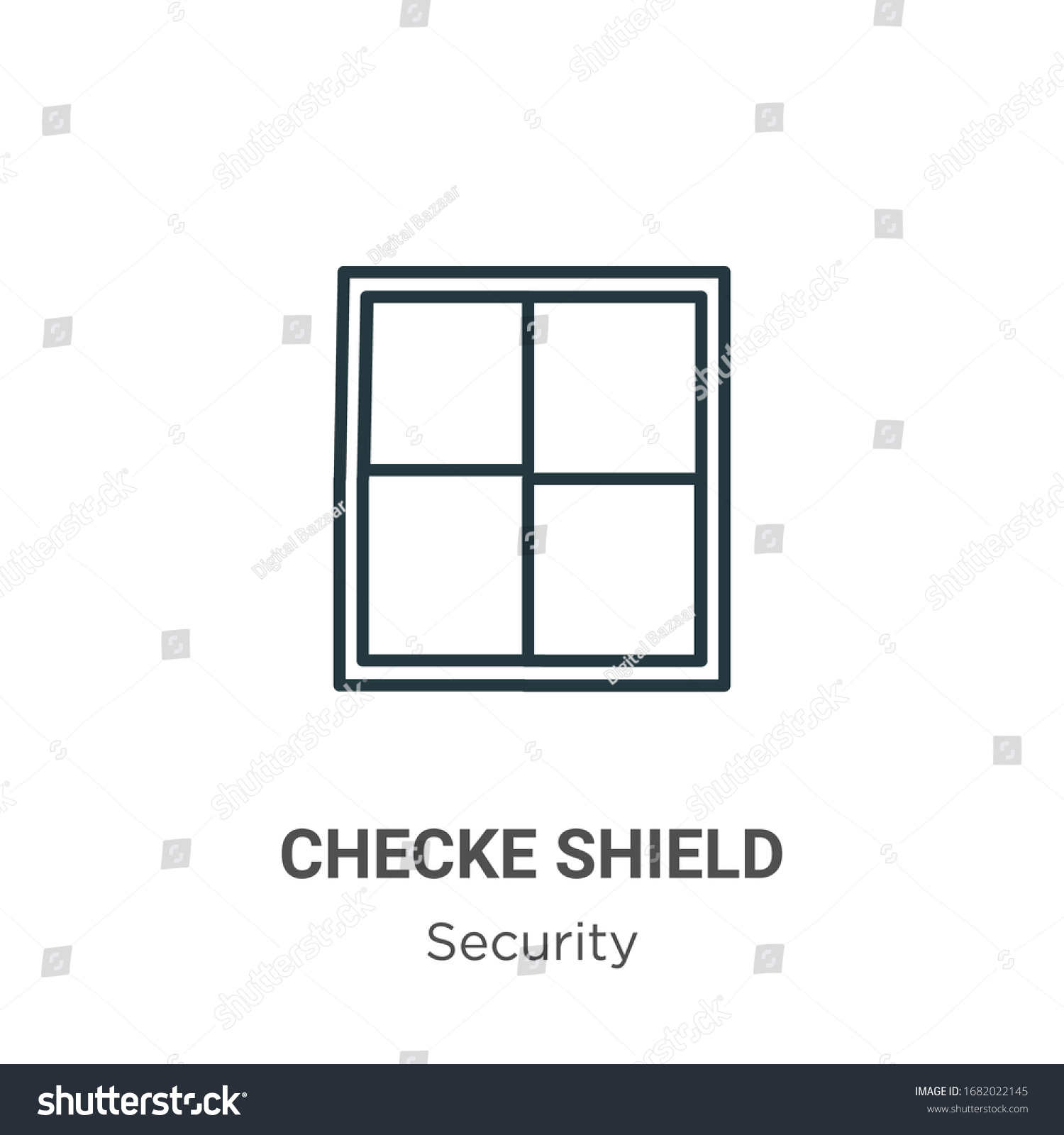 Checkered Shield Outline Vector Icon Thin Stock Vector (Royalty Free ...