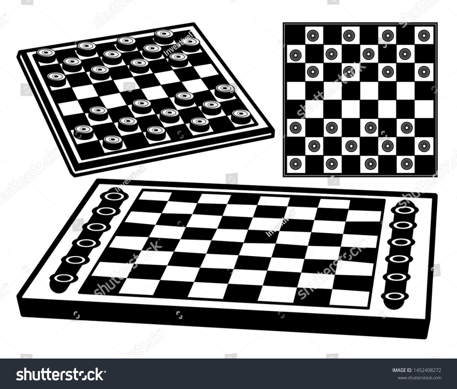 Checkers Game Bundle Vector Illustration Silhouette Stock Vector ...