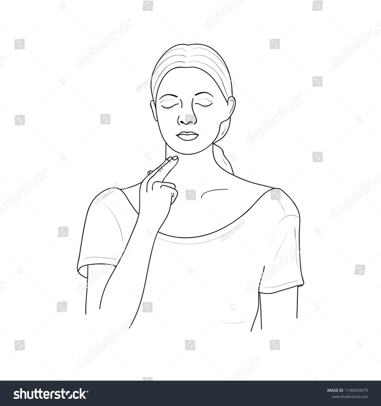 Checking Pulse Over Carotid Artery Vector 스톡 벡터(로열티 프리) 1140694079 ...
